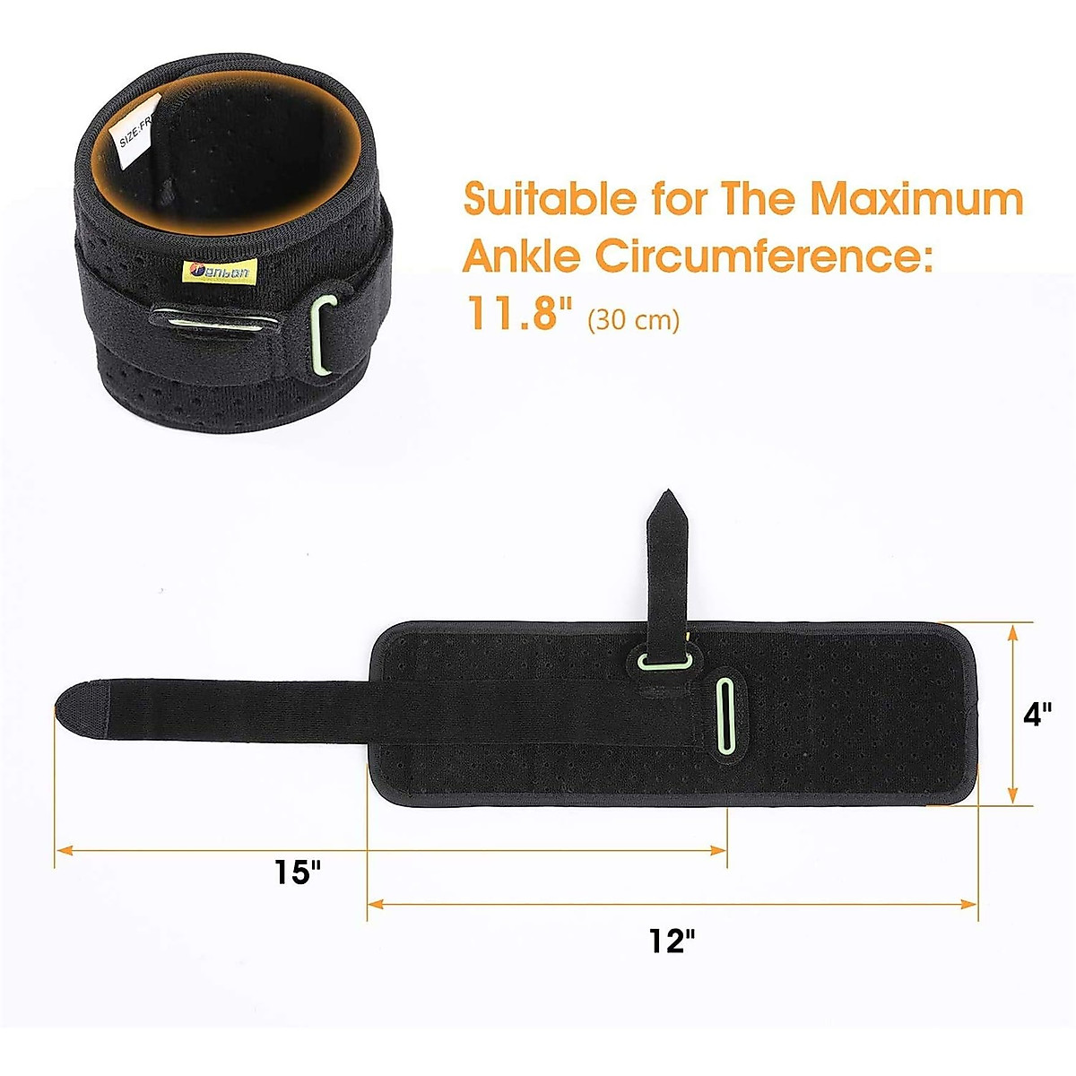 Tenbon Ankle Support Drop Foot Brace Orthosis - Comfort Cushioned Adjustable Wrap Compression For Improved Walking Gait, Prevents Cramps Ankle Sprains (Black)