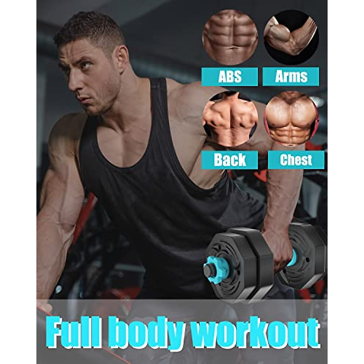 Weights Dumbbells Set,20LB Adjustable ARUNDO Exercise Equipment for Home Gym Workouts,Free Weights Muscle Building Barbell Set for Men/Women