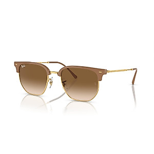 Ray-Ban RB4416 New Clubmaster Square Sunglasses, Beige On Gold/Brown Gradient, 51 mm