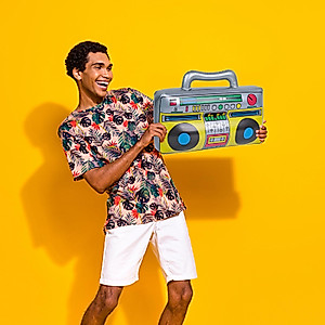 FUTUREPLUSX 3PCS Inflatable Props for Party, Inflatable Mobile Phone Boombox Blow Up Microphone for 80s Party Decorations Hip Hop Theme Birthdays Party Supplies