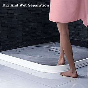 59 Inch Self-adhesive Bathroom Water Dam,Shower Door Threshold,Collapsiable Silicone Water Stopper,Kitchen Sink Splash Guard for Bathtub,Restroom