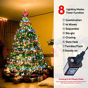 Christmas Tree Lights Christmas Lights Outdoor Indoor 400Led 9.84Ft 10 Lines Christmas Lights with 8 Modes and Timer, Fairy Tree Lights for Wedding Home Party 6Ft - 9Ft Xmas Tree Decor(Multicolor)
