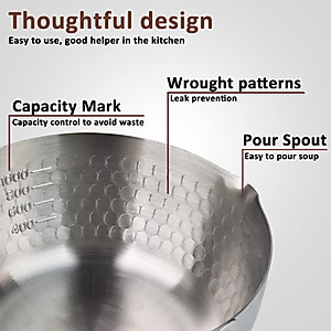 Aldnoah Yukihira Pan Stainless Steel Saucepan, Sauce Pot Cooking Pot with Pour Spout, 2 Quart