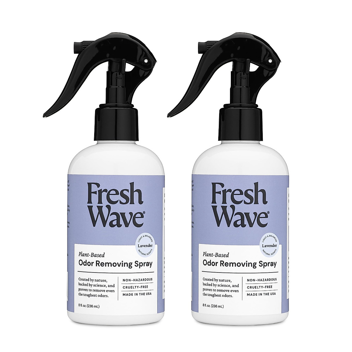 Fresh Wave Lavender Odor Eliminator Spray & Air Freshener, 8 oz. Pack of 2. Odor Absorbers for Home. Safer Odor Relief Natural Plant-Based For Furniture, Fabrics & Trash
