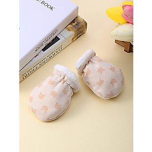 Blulu 3 Pairs Newborn Mitten Gloves Baby Winter Mittens Warm Infant Cotton Mittens