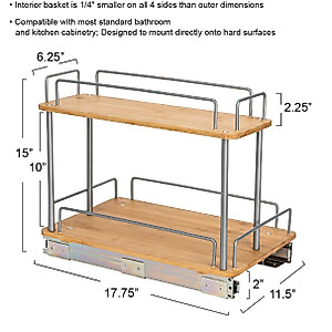Household Essentials 1265B-1 Glidez Under Sink Sliding Organizer | Pull Out Cabinet Shelf | Wood | 11.5 Inches Wide