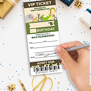 LyoGao 20 Pack Safari Birthday Party Ticket Invitations With Envelopes Calling All Party Animals Zoo Safari Theme Ticket Invitations Fill in Invites Card