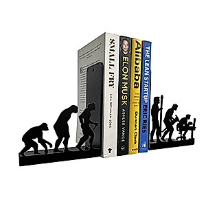 HeavenlyKraft Human Evolution Decor Decorative BOOKENDS Metal BOOKENDS for Shelves Office BOOKENDS Book Stopper for Heavy Books BOOKENDS Metal Library BOOKENDS Book Ends Book Holder