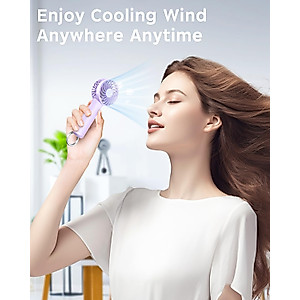 ASNUG Portable Handheld Fan, Mini Portable Fan, 2000mAh Rechargeable USB Fan, 3 Speed Personal Small Desk Fan, Strong Airflow, Super Quiet, Pocket Fan with Carabiner for Girl Women Home Outdoor Indoor