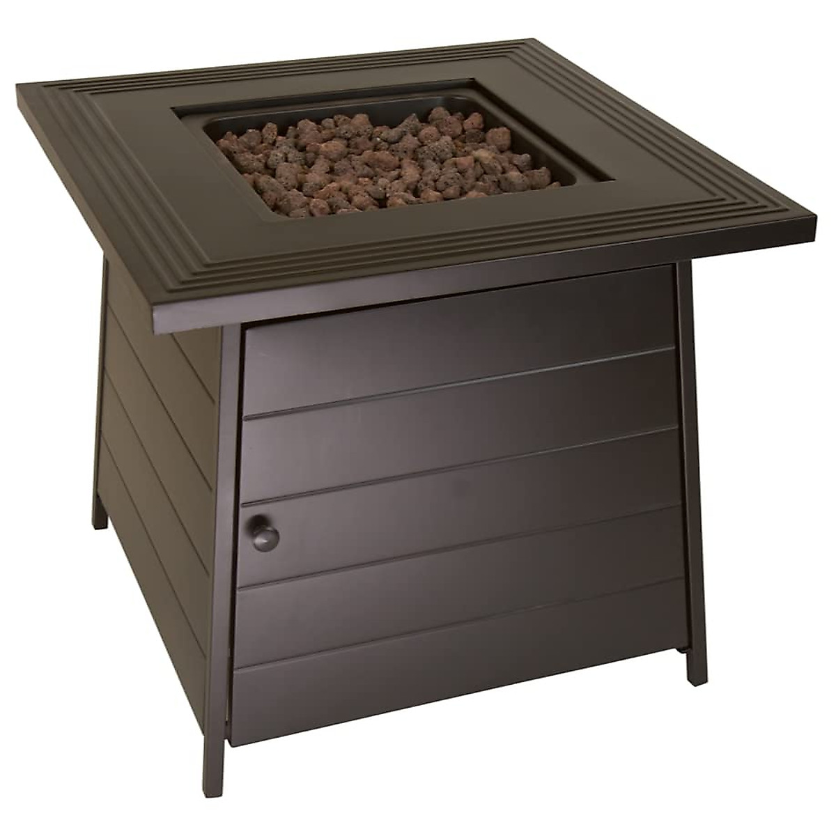 Endless Summer, The Anderson, 28" Square Steel Mantel Outdoor Propane Fire Pit, Includes Lava Rock and Table Insert