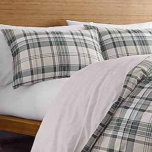 Eddie Bauer - King Comforter Set, Reversible Cotton Bedding with Matching Shams, Plaid Home Decor for All Seasons (Timbers Green, King)