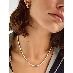 YorzAhar Round Imitation Pearl Necklace Wedding Pearl Necklace for Brides White