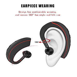 Bluetooth Headset Wireless Business Bluetooth V5.0 Earpiece Ultralight HD Headphones Hands-free Earphones with Noise Cancellation Microphone Wide Compatible with Cell Phones for Office/ Work Out/Truck