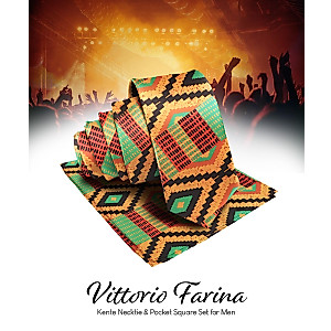 Vittorio Farina Premium Kente Necktie & Matching Pocket Square Set (Kente #2)
