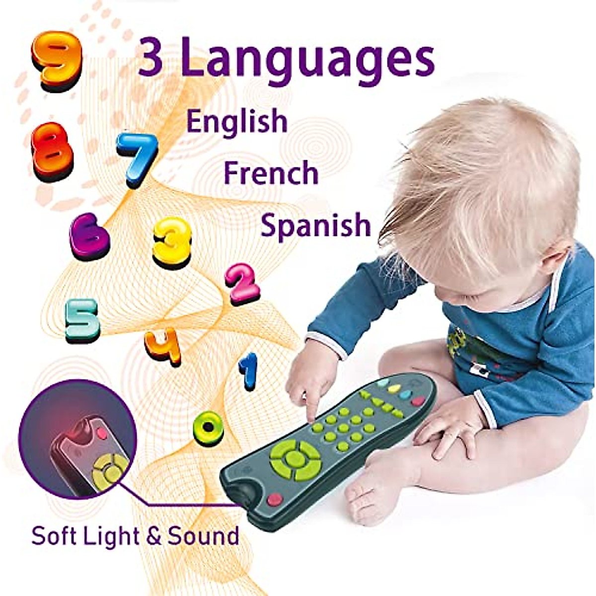 Baby TV Remote Control and Baby Phone Toy Set for Boys and Girls, Musical Remote and Pretend Phone Playset for Babies, Kids, Birthday