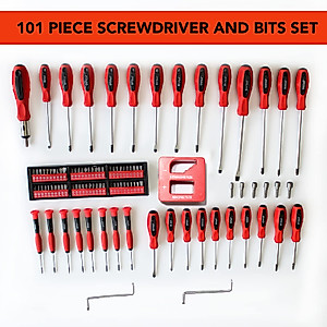 B BOCHAMTEC 101-Piece Magnetic Screwdriver Set with Organizer Rack,Drive Magnetic Bit Holding Screwdriver Handle,for Home Repair,Improvement,Best Tools for Men Tools Gift