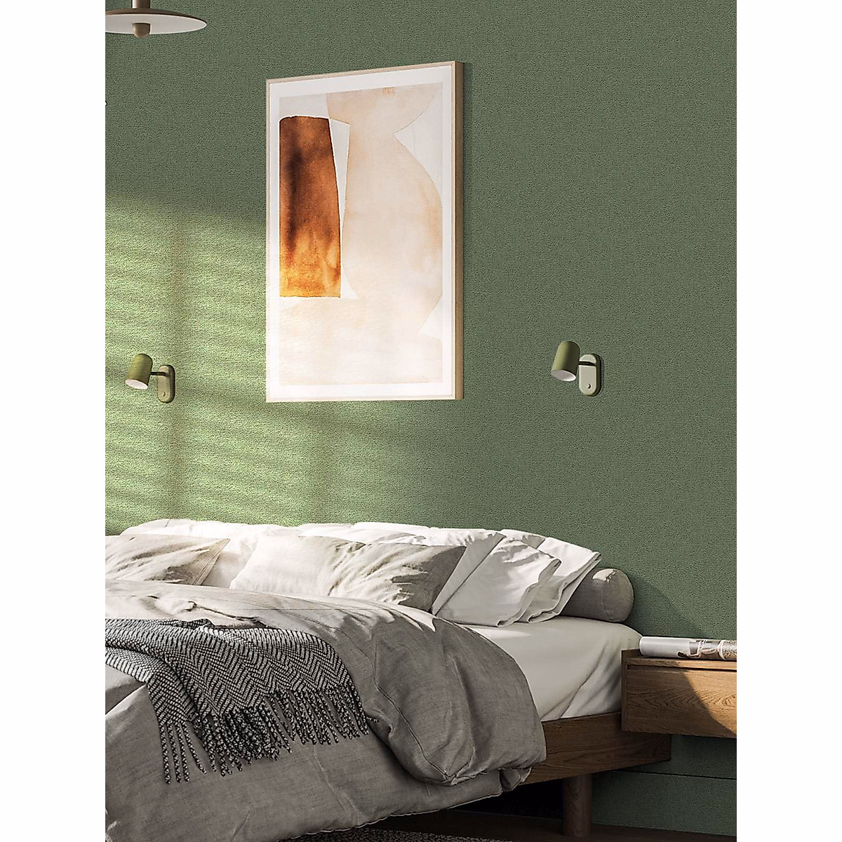 Abyssaly Green Wallpaper Peel and Stick 118"X17.7" Green Contact Paper for Cabinets and Drawers Removable Self Adhesive Thicken Wallpaper Covering for Bedroom with Scraper, Paper Cutter