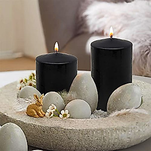 Hyoola Black Pillar Candles 2x4 Inch - 4 Pack Unscented Pillar Candles - European Made