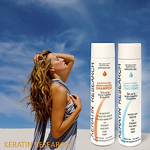 Keratin Research Natural Argan Oil Infused Sulfate Free Shampoo and Conditioner 2 bottles Value Set for Keratin Treatments, Maintainance After Care, post treatment shampoo Conditioner (300ml 2 pack)