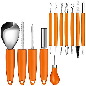 Halloween Pumpkin Carving Kit,12 Piece Professional Pumpkin Cutting Carving Supplies Tools for Adults Stainless Steel Lengthening And Thickening With Handbag,Pumpkin Sculpting Set