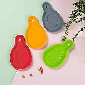 Webake Silicone Spoon Rest for Stove Top, Cooking Spoon Holder, Ladle Holder, Spatula Holder for Kitchen, Dining Table, Fork, BBQ Brushes, Tongs and Kitchen Utensils Set of 4 (Multiple Colors)