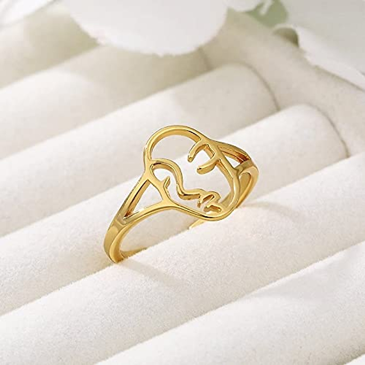 Human face ring,stainless steel ring,stainless steel,ring,engagement ring,adjustable ring,statement ring,face ring,silver ring,human face (Gold)