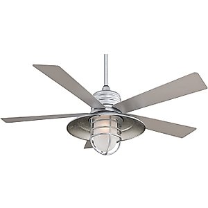 Minka-Aire F582-GL Rainman 54 Inch Outdoor Ceiling Fan with Integrated Caged Light in Galvanized Finish