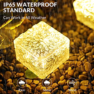 HOFLYW 6 Pack Solar Brick Lights Landscape Path Light Garden Decoration Yard Paver Road Lighting Recessed Paver for Garden, Pathway, Patio, Walkway Decor