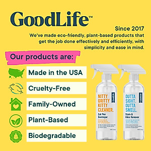 Good Life Solutions Natural Odor and Stain Remover Spray - Unscented Plant-Based Child and Pet Safe Cleaner Earth-Friendly Odor Eliminator Eco Cleaning Products for Home, Carpet, Upholstery 16 oz