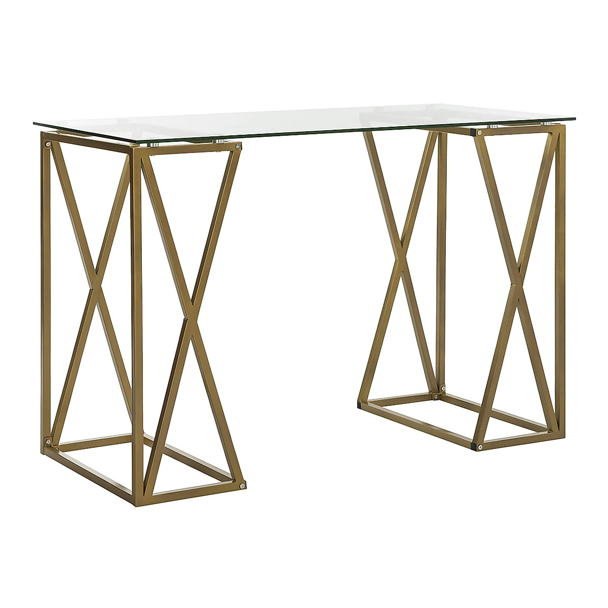 Safavieh Home Office Theresa Modern Gold Glass Top Desk