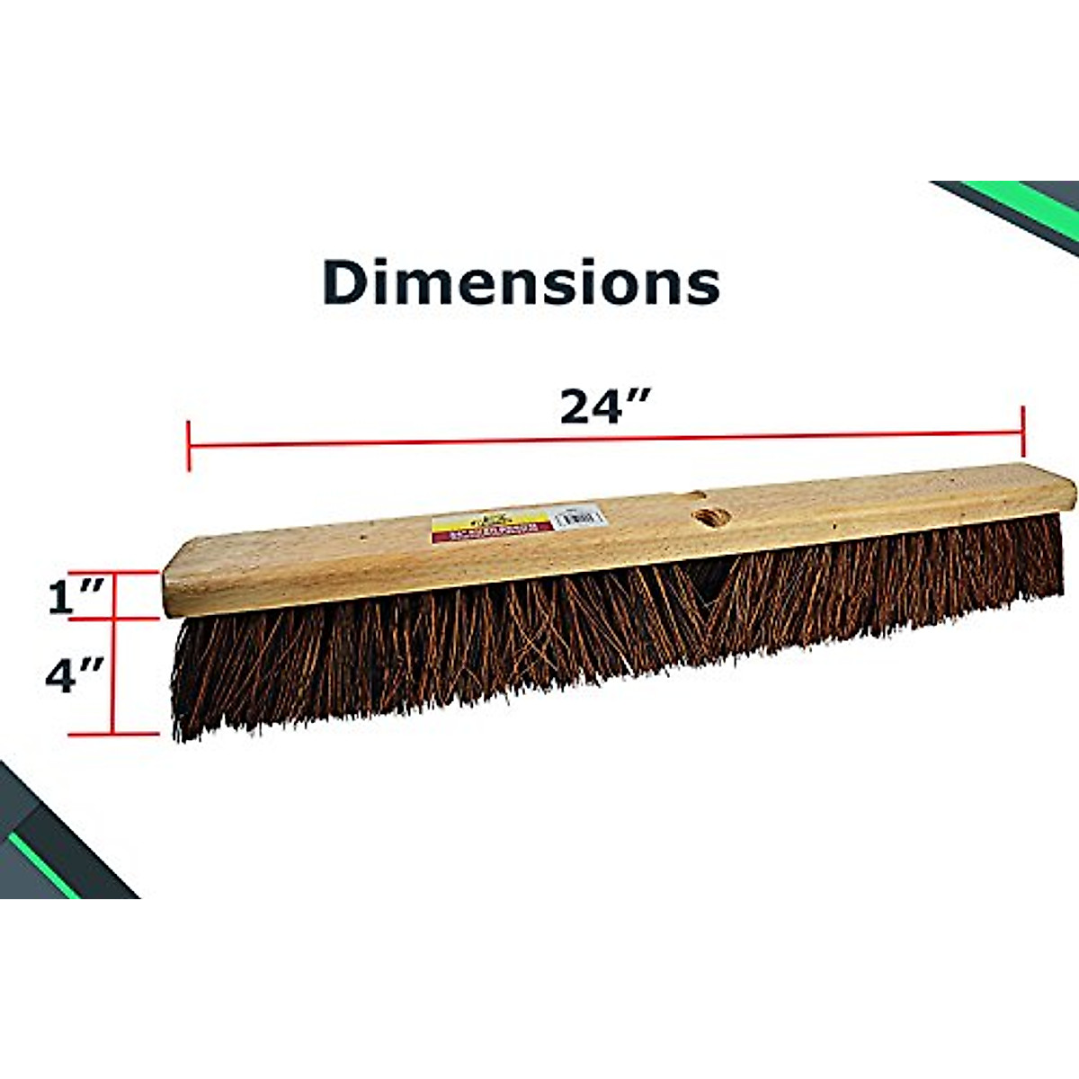 Bristles 4224 24” Push Broom Head for Indoor and Outdoor, Commercial Or Residential Use with Stiff Bristles for Heavy-Duty Work On Concrete, Patio, Garage, Stone Or Any Heavy Duty Cleaning
