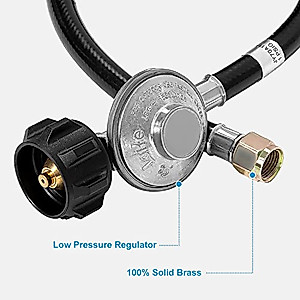 COSIEST 10 Feet Universal Propane Regulator and Hose, Low Pressure Grill Regulator Replacement Parts with QCC-1 Quick Propane Connect Hose for Fire Pit Table, LP Gas Grill