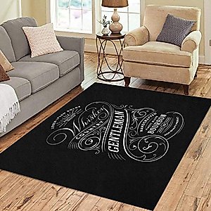 Pinbeam Area Rug Wine Vintage Whiskey Label Western Bourbon Script Border Home Decor Floor Rug 3' x 5' Carpet