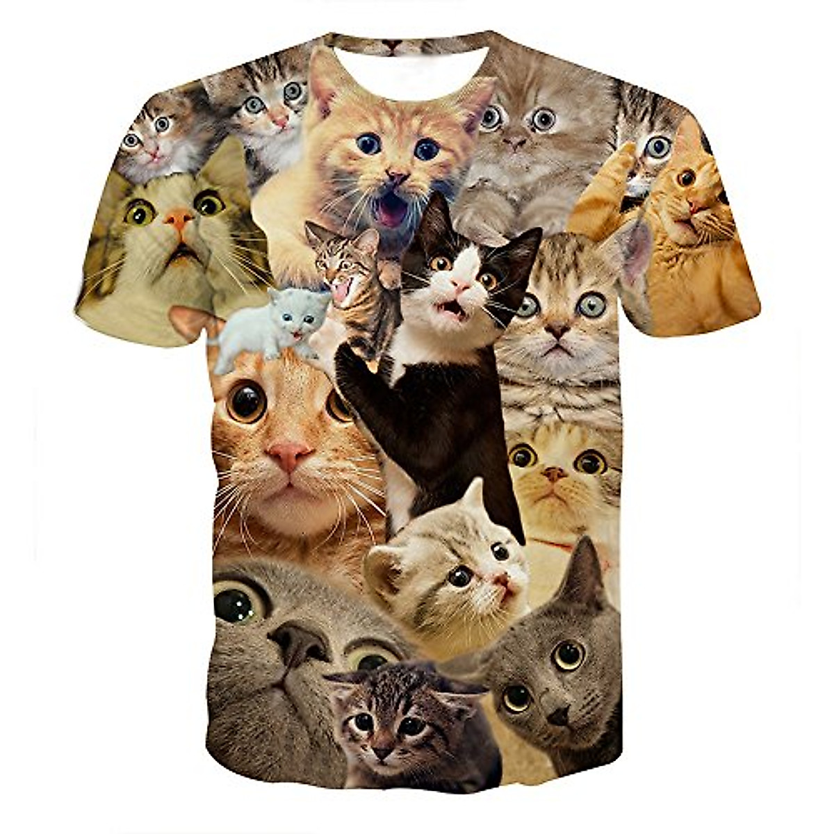 YOMXL Men's Cat Graphic T-Shirt Fashion 3D Printed Regular Fit Short Sleeves Crew Neck Tops Casual Funny Tee