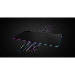 ROCCAT Sense AIMO XXL Ultra-Wide PC Gaming Mousepad, RGB Illumination, High Precision, Non Slip Back, Extended Keyboard Desktop Mouse Pad with Stitched Edges, Smooth, Black