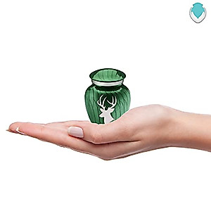 GetUrns Keepsake Embrace Deer Cremation Urn (Pearl Green)