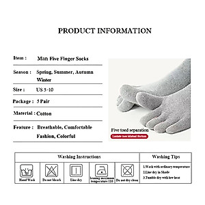 Kayzyue Men Toe socks Running Five Finger Socks Low Cut Athletic Running Socks Running Cotton Socks - 5 Pairs Size 7-11