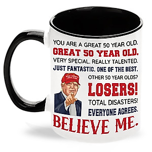 Viberty 50th Birthday Gifts For Men Women, 1974 Birthday Gifts Ideas, 50th Birthday Mugs Funny, 50 Year Old Birthday Gifts For Mom, Dad, Friend, Coworker, Him, Family, 50th Ceramic Mug 11oz
