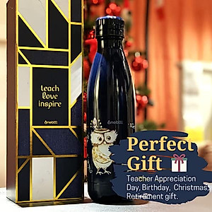 Onebttl Teacher Appreciation Gifts for Women Men, Teacher Appreciation Day Gift Stainless Steel Cup for Male Female from Parent, Students - Owl