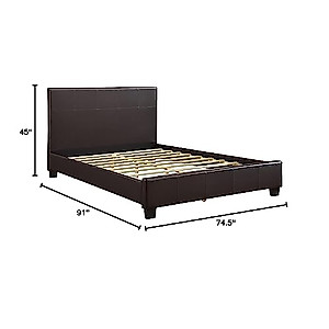 Lexicon California King Bed Frames With Headboard, Platform Bed Frame California King, Modern Bed Frame, Faux Leather Upholstered Bed Frame, No Box Spring Required, Easy Assembly, Cal King, Dark Brown