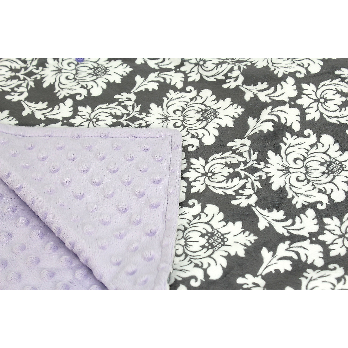 Dear Baby Gear Deluxe Car Seat Canopy, Custom Minky Print Grey and White, Lavender Minky Dot