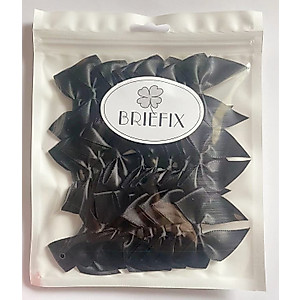Briefix 25 Pieces Mini Satin Ribbon Bows with Removable Sticky Gel Pads (Black)