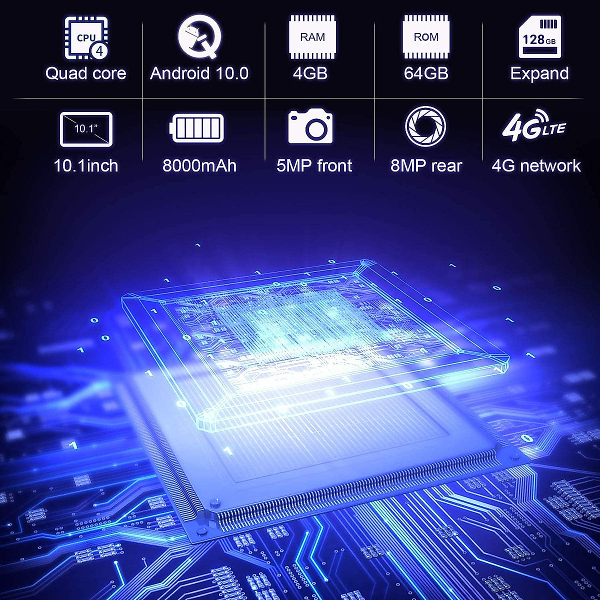 AOYODKG Tablet 2 in 1, 10.1 inch Android 10 Tablet with Keyboard, 4GB RAM 64GB ROM(128GB Expand), SIM 4G + WiFi, GMS Certified, IPS HD Display, OTG, Google Voice Assistants, AYO-G20 (Green)