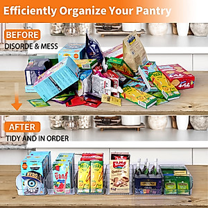 GESTONE 4 Pack Pantry Snack Organizer, Pantry Organization and Storage, Pantry Organizer Bins for Snacks, Pouches, Packets, Stackable Snack Organizers for Fridge, Kitchen, Cabinets, Table, Bedroom