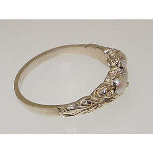 LetsBuyGold 925 Sterling Silver Natural Opal & Cultured Pearl Womens Trilogy Ring - Size 6.75