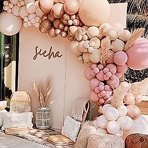 YSF 158Pcs Dusty Rose Pink Balloon Garland Kit Arch with Gream Peach, Peach, Apricot,and Chrome Champagne Balloons Neutral Decorations for Baby Bridal Shower, Birthday Party Ballon Wall