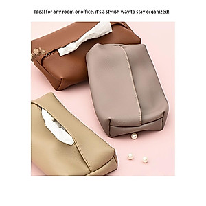 Stylish Tissue Box Pu Tissue Organizer Rectangle Napkin Dispenser and Stylish Home Napkin Holder for Vanity Bedroom Dressers Tables Gifts Modern Tissue Box (Color : Brown)