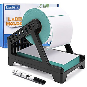 LERMITY Label Holder Thermal Label Holder for Rolls and Fanfold Labels Direct Shipping Label Stand Desktop Printer Accessory for Home, Office (Black)