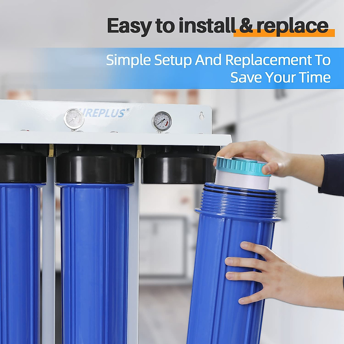 PUREPLUS 5 Micron 20" x 4.5" RFN20BB-C Whole House Granular Activated Carbon Water (GAC) Filter Replacement Cartridge, 1 Pack