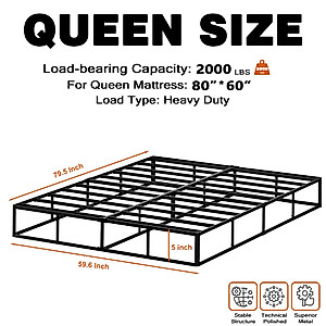 Box Spring for Queen Bed 9 Inch High Profile Queen Box Spring Heavy Duty Metal Queen Size Box Spring Mattress Foundation Sturdy Queen Box Springs for Bed Frame Platform Noisy Free (9 Inch, Queen)